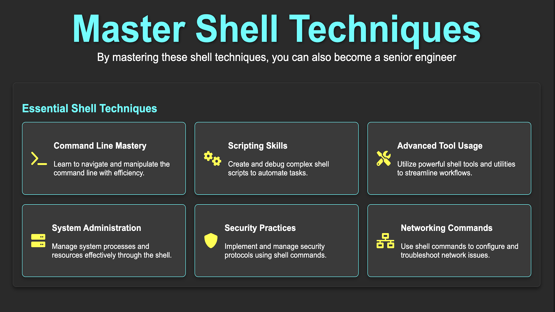 By mastering these shell techniques, you can also become a senior engineer - howtouselinux